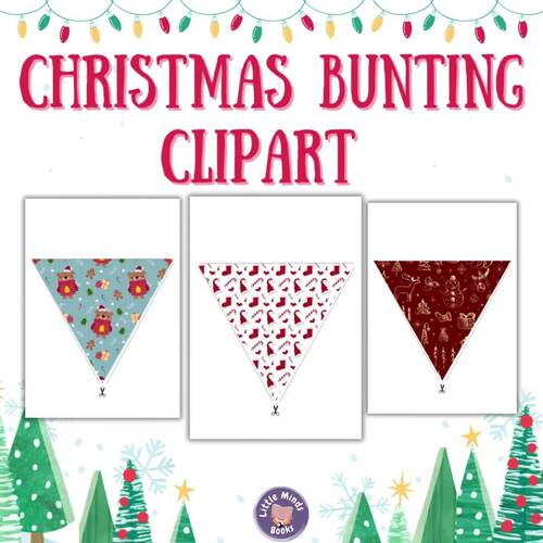 Christmas Bunting Clipart - christmas craft by Little Minds Books
