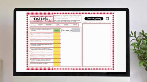 Food Webs Self Checking Silly Story for Middle School by JayZee