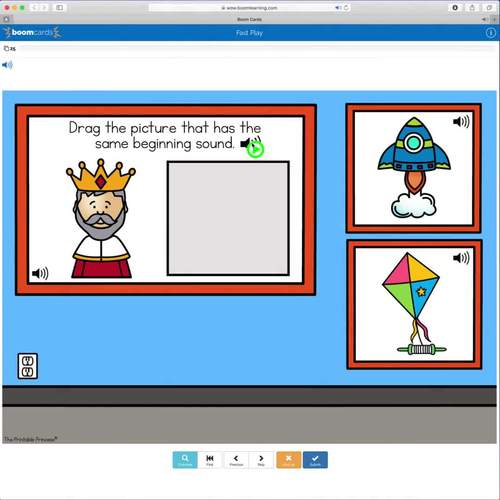 Kindergarten Boom Cards™ Same Beginning Sound Blue Deck} Digital Activity