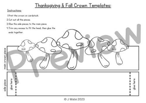 Fall Craft & Thanksgiving Paper Crown Templates & Autumn Craftivity