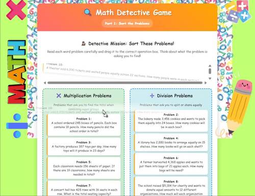 Multiplication & Division Word Problems Interactive Game | 5th Grade Math
