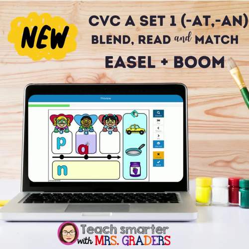 BLENDING CVC WORDS BOOM CARDS ™ and EASEL ACTIVITY by Mrs Graders