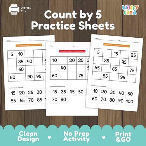 Count by 5 Practice Activity - Cut and Paste Skip Count by 5 for Math ...