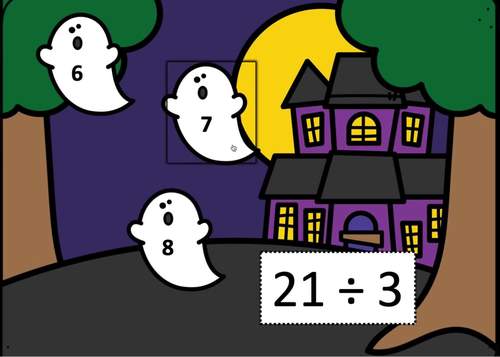Halloween Division Facts Fluency Practice Digital Math Boom Cards