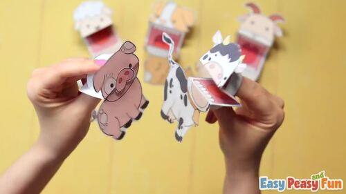 Mini Puppets Farm Animal Crafts, Printable Puppets and Writing Papers