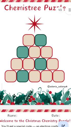 Christmas Tree Chemistry Activity | Chemistree Puzzle | Electron ...