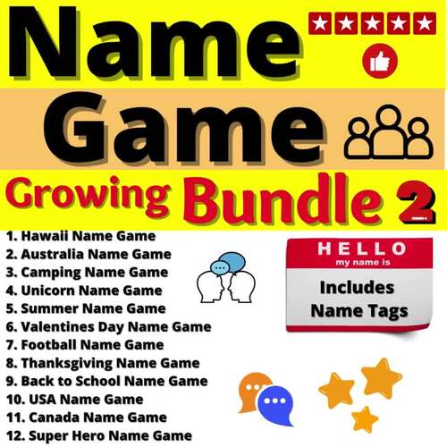 Name Game Bundle Activities 2 Fun Student Class Resource No Prep Group ...