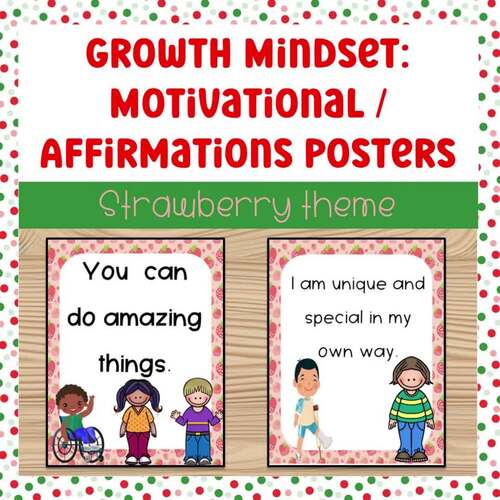 Strawberry themed Mindset Motivational/ Affirmation Posters | TPT