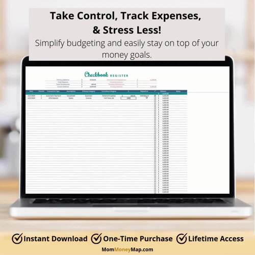 Checkbook and Monthly Budget with Annual Summaries Bundle Excel Spreadsheet