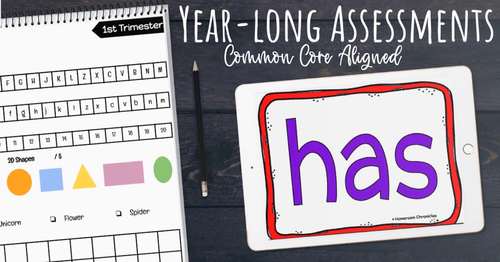 Digital Kindergarten Assessment End of the year and Year long Editable
