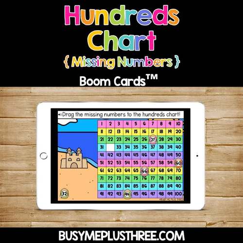 Hundreds Chart Ordering Numbers to 100 BOOM CARDS™ Digital Learning Game