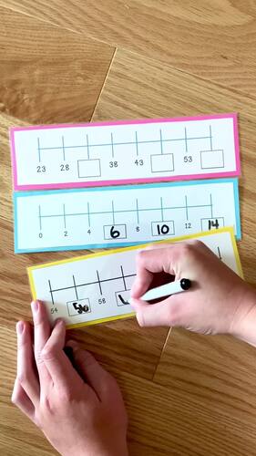 Skip Counting on Number Lines Math Center - Count by 2s, 5s, & 10s