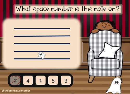 Halloween - Line & Space Notes with Numbers Digital Task Cards on Boom ...