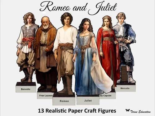 Romeo and Juliet Paper Craft Figures by Tirine Education | TPT