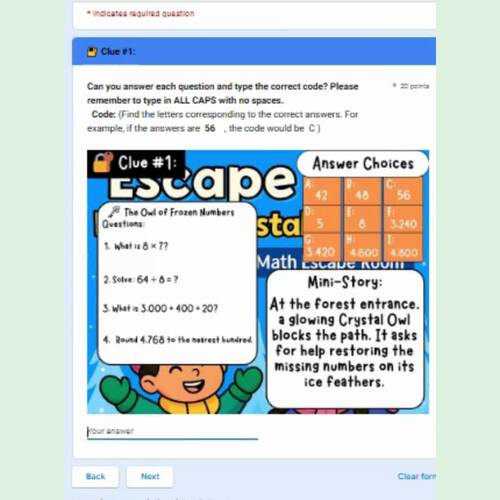 4th Grade Winter Math Escape Room | Escape the Frozen Crystal Forest!