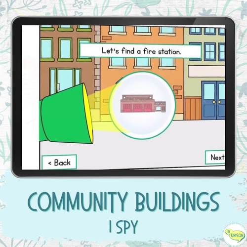 Flashlight Search I Spy Community Buildings Vocabulary Boom Cards™
