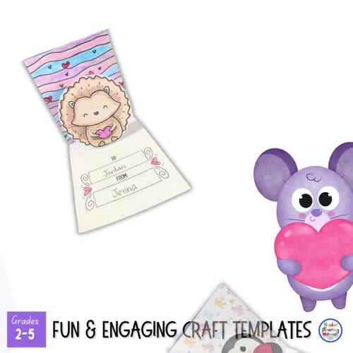 Pop-Up Valentines Craft for Kids on Valentines Day - Black & White or Color