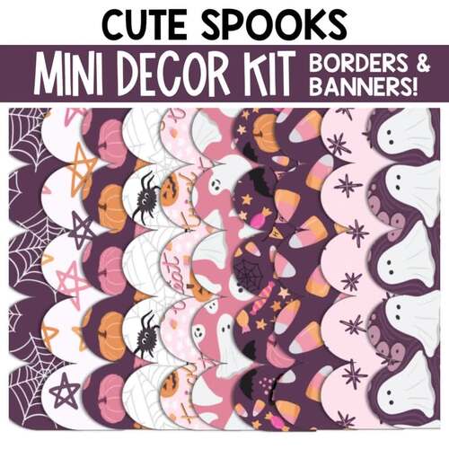 Cute Halloween Mini Decor Kit / Cute Spooks Pink Halloween Bulletin ...