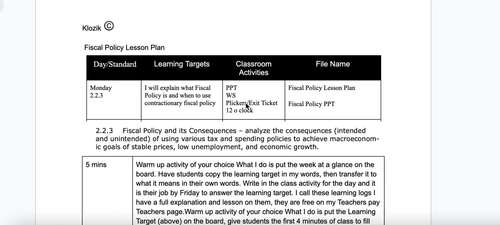 Fiscal Policy Lesson | Government Spending and Taxes | High School ...