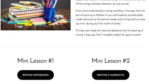Back to School Writing Workshop Mini Lessons by Amanda Write Now