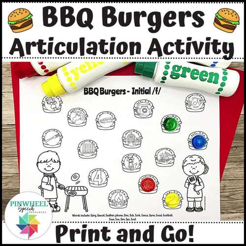 BBQ Burgers Articulation Summer Dot Marker Printable Speech Therapy ...