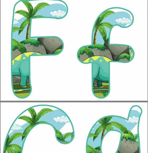 DINOSAUR Themed Letter Sets and Bunting BULLETIN BOARD by TechLitTeach