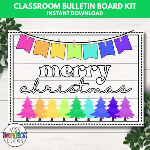 Merry Christmas Merry and Bright Bulletin Board Kit | Christmas ...