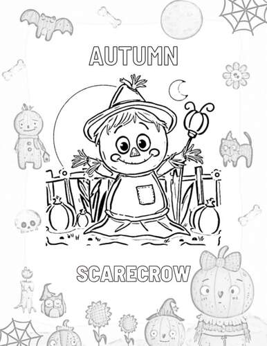 Harvest Time Scarecrows: An Autumn Coloring Journey 77pages by WeLoveKids