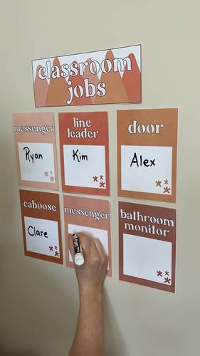 Boho Neutrals Classroom Decor: EDITABLE CLASSROOM JOBS | Boho Rainbow
