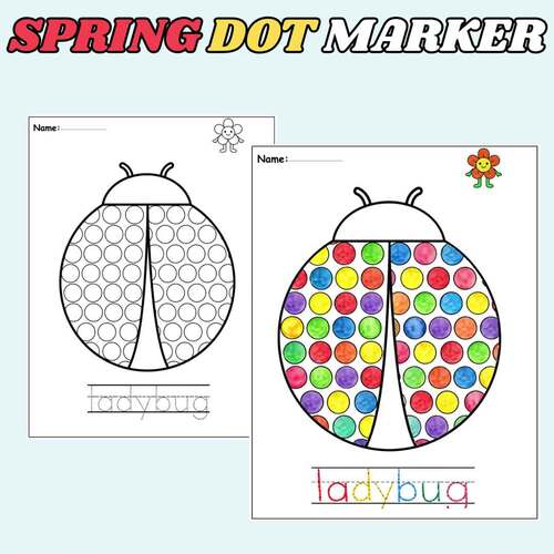 Spring Dot Marker Worksheets | Dot & Trace the Word | Fine Motor & Writing