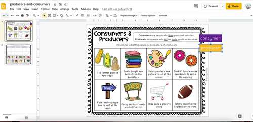 Producers and Consumers Digital Worksheets by Learning with Lexie