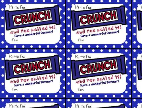 Crunch Chocolate End of Year Gift Tag- It's the final CRUNCH and you ...