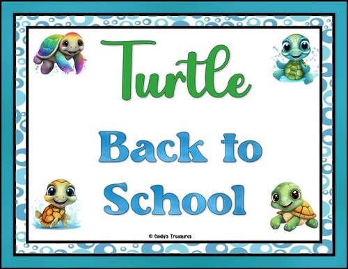 Turtle Back to School Resources by Cindy's Treasures | TPT