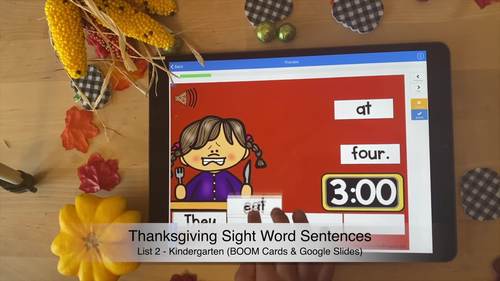 Digital Resources - Thanksgiving Sight Words Sentence Building - List 2