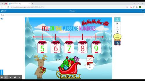 Counting on a Number Line Up to 120 Christmas Math Boom Cards | TpT