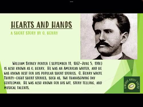 Hearts and Hands by O. Henry PREREADING ACTIVITIES & VOCAB- DIGITAL/PRINT
