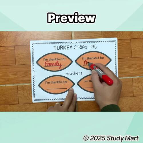 Thanksgiving Turkey Headband Writing Craft | I'm Thankful Activity