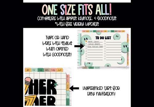 Editable Retro Digital Teacher Planner w/ Stickers 2024-2025 | Apple ...