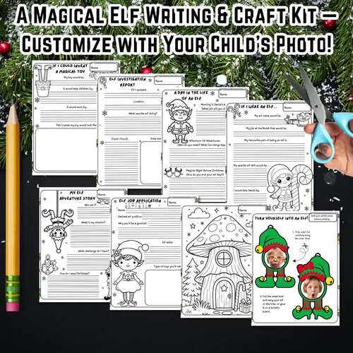 Christmas Craft Set for Kids – Elf Writing Pages & Photo Activity Printable