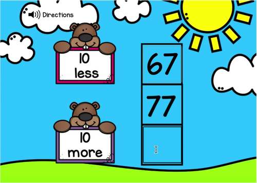 Groundhog 10 More 10 Less Boom Cards Distance Learning by Jennifer Bates