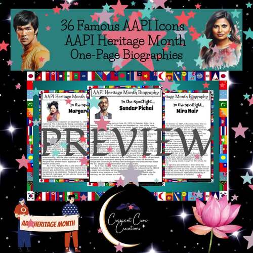 36 Famous AAPI Icons AAPI Heritage Month One-Page Biographies & Bio ...