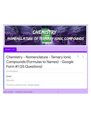 Chemistry - Nomenclature: Ternary Ionic Compounds - Google Form #1