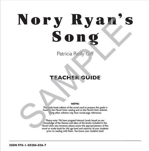 Nory Ryan's Song Novel Units® Teacher Guide Novel Study | TPT