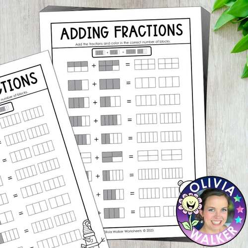 Adding Fractions Same Denominator Worksheets Including Visual Manipulatives