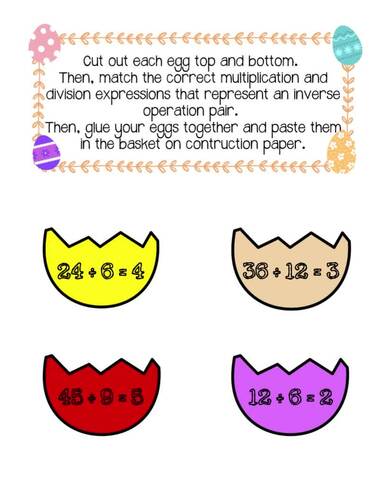 Spring Inverse Operations Easter Egg Matching Craftivity Basket ...