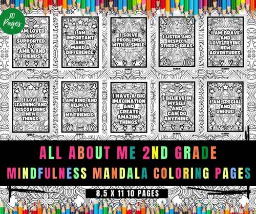 All About Me 2nd Grade, ESL Affirmation Message, Relaxing Coloring For Kids