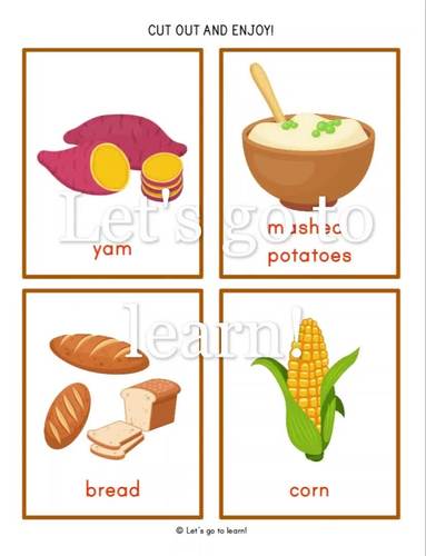 Thanksgiving Vocabulary Flashcards, 40 Cards, Thanksgiving Words, Fall