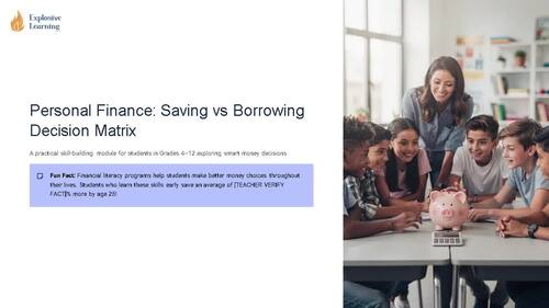 Personal Finance Saving Vs Bor Career Exploration 101 Role Skills Salary...