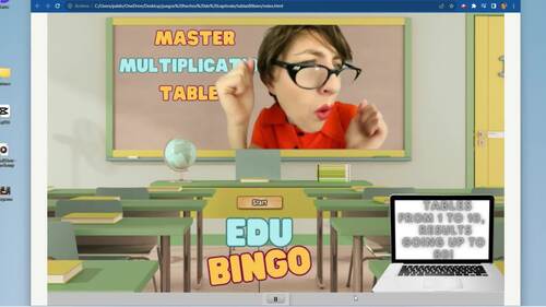 Collaborative Multiplication Bingo. Tables 1 to 10. Results up to 80