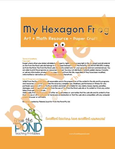 Hexagon Frog Shape Craft by From the Pond | TPT